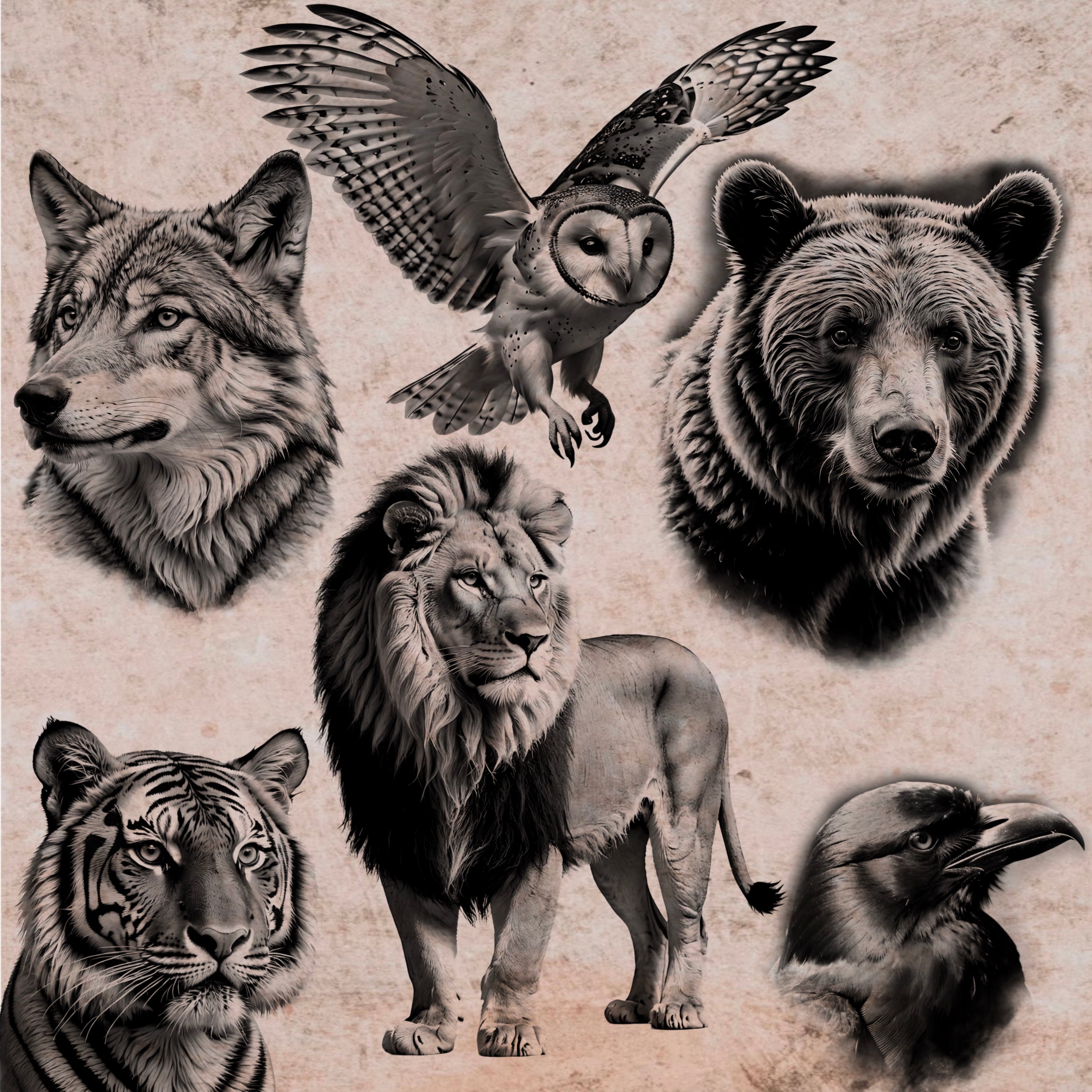 Full Animal Collection – Procreate Tattoo Stamp Set Bundle – Inked Matrix