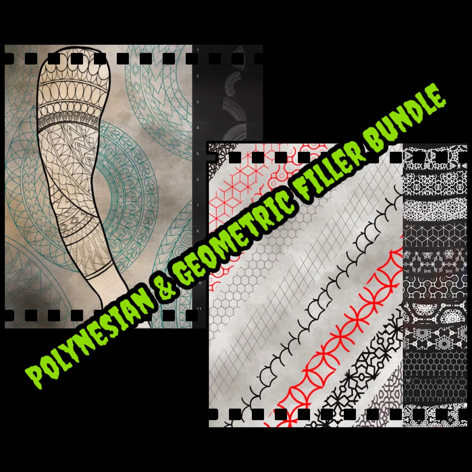 Bundle and Save Polynesian & Geometric Filler Sets for Procreate, 55 B ...