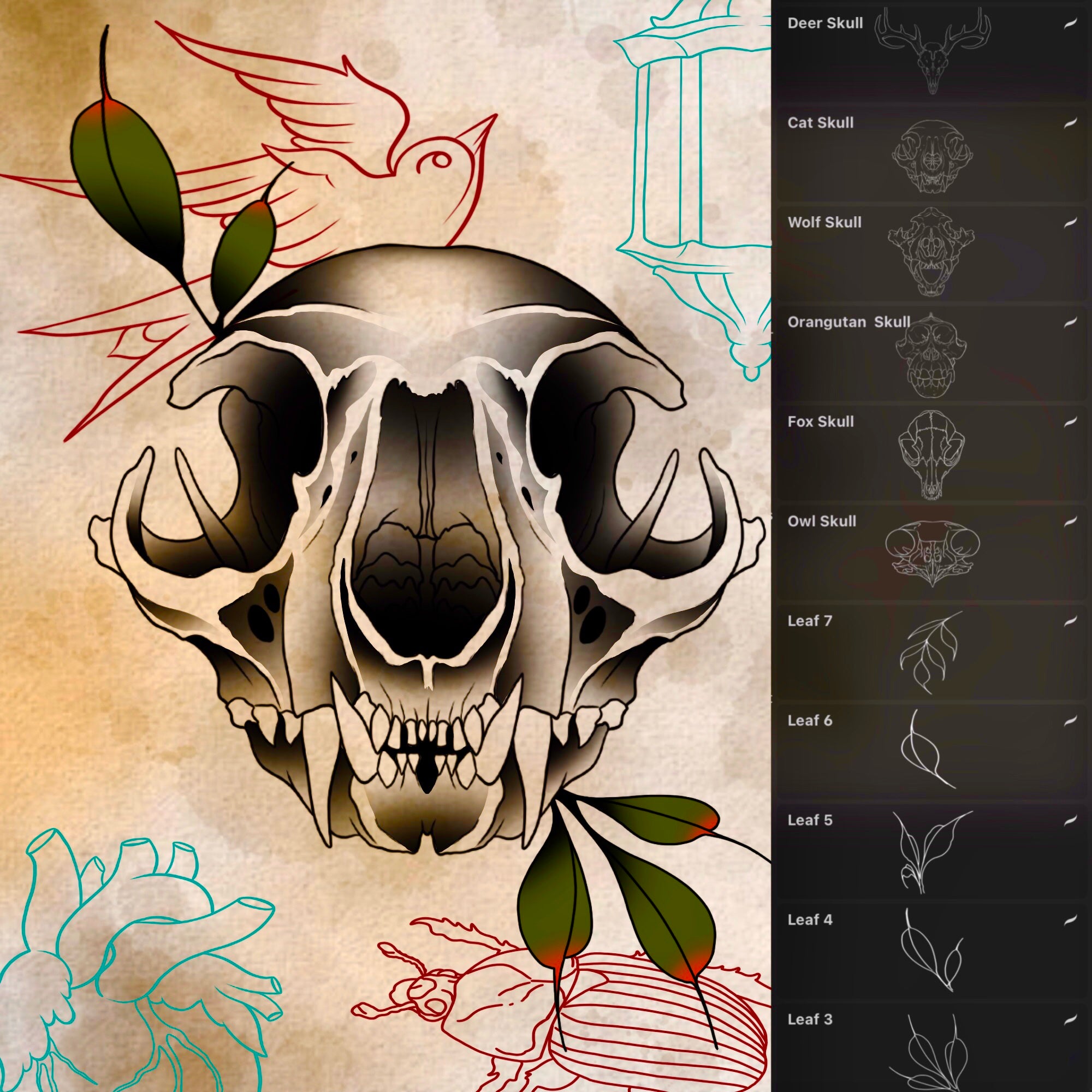 Inked Matrix | Tattoo Flash Stamps | Procreate Brushes